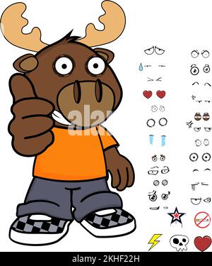 sad moose kid character cartoon expressions set in vector format Stock ...