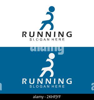 Letter R for running logo design combination letter R and people Stock ...