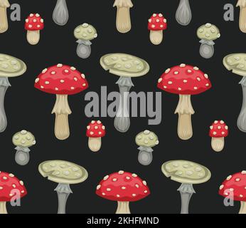 Seamless pattern with forest mushrooms. Amanitas. Illustration in hand ...