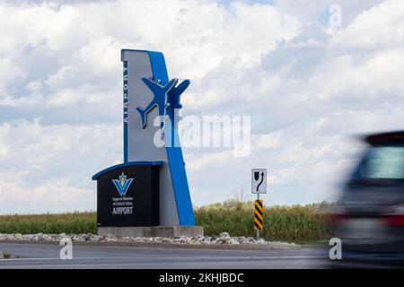 Kitchener-Waterloo Airport (YKF) sign at the entrance to the popular ...