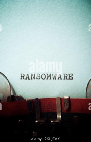Ransomware text written with a typewriter Stock Photo - Alamy