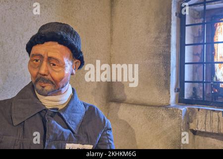 Recreation of the men, male prisoner cell, dormitory, barrack, sleeping quarters at the work ...