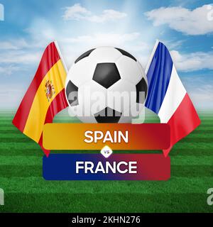 Spain vs France national teams soccer football match competition ...