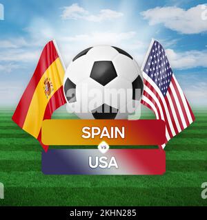 Spain vs USA national teams soccer football match competition concept ...