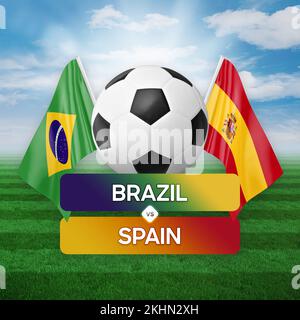 Brazil vs Spain national teams soccer football match competition ...