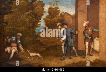 San Rocco e il cane - olio su tavola trasportasto su tela - Giovanni Antonio De Sacchis detto ...