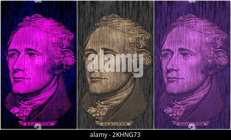 Collage with Portrait of U.S. president Alexander Hamilton Stock Photo ...