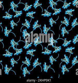 Modern big floral vector seamless pattern. Digital drawn illustration ...