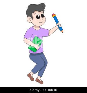 man carrying pencil Stock Vector Image & Art - Alamy