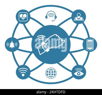 Concept of wearable technology with connected icons Stock Photo - Alamy