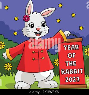 2023 Year Of The Rabbit Cartoon Colored Clipart Stock Vector Image ...