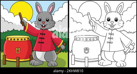 Rabbit Playing Drums Cartoon Colored Clipart Stock Vector Image & Art ...