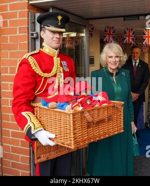 The Queen Consort, with her equerry Captain Edwards Andersen, arrives ...