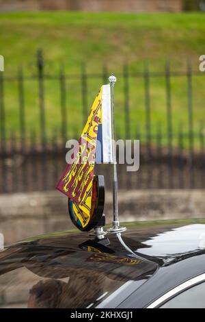 The Royal Standard on the official state limousine in Dunfermline, Fife ...