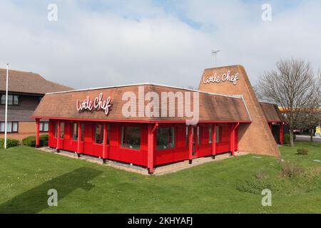 Little Chef restaurant, A1, Bedford, Wyboston Black Cat Stock Photo - Alamy