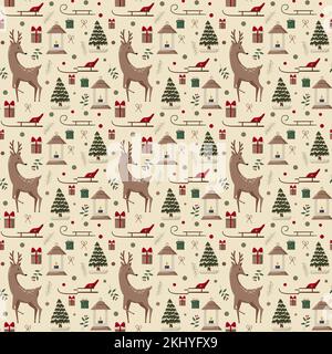 Christmas advent calendar with cute characters. Santa claus, deer ...