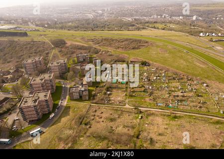 Racehill Community Orchard and Whitehawk Estate. Brighton, Sussex Stock ...
