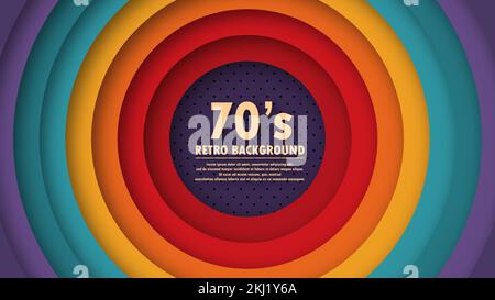 Abstract 1970's perforation background with retro colors and circles ...