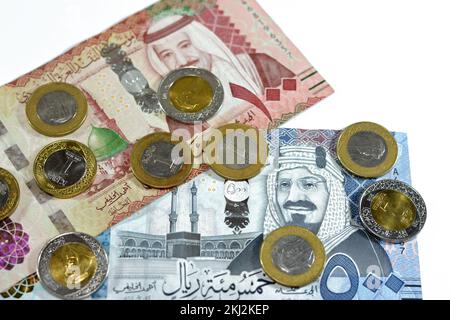 Collection of 500, 100 SAR Five hundred and one hundred Saudi Arabia ...