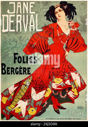Vintage french artwork - France - Folies-Bergère program c 1900 Stock ...