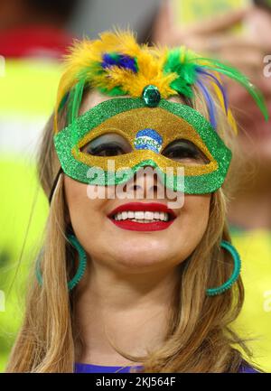 A Brazil fan before the international match at the Emirates Stadium ...