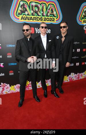 Tyrone Lindqvist, Jon George and James Hunt of Rüfüs Du Sol at the 62nd ...