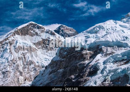 Khumbu Glacier, Mt. Everest, Mt. Muptse, Mt. Lhotse seen from Everest ...