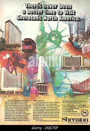 Sheraton hotel vintage advertisement magazine advert Stock Photo - Alamy