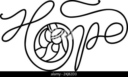 Hope monoline calligraphy text and Christmas Vector religious Nativity ...