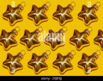 Christmas composition. Flat Lay with Christmas golden deco baubles on ...