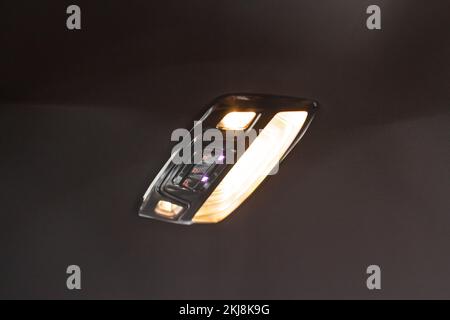 Car ceiling lamp in a car. Modern car interior lights close-up Stock ...