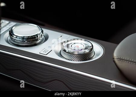 Parking brake of a modern car. Electronic handbrake. Modrn car hand ...