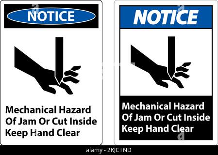 Notice Mechanical Hazard Of Jam Or Cut Inside Keep Hand Clear Stock ...