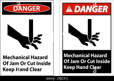 Danger Mechanical Hazard Of Jam Or Cut Inside Keep Hand Clear Stock ...