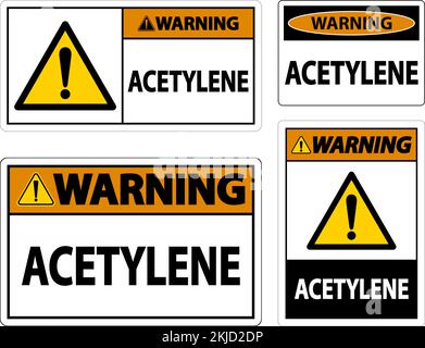 Acetylene warning sign. Chemical safety signs and symbols Stock Vector ...