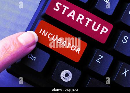 Hand writing sign Startup Incubator. Conceptual photo Concept that can ...