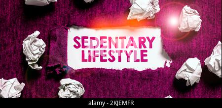 Text showing inspiration Sedentary Lifestyle, Concept meaning ways and ...