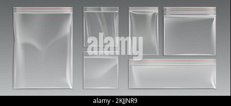 Plastic ziplock bags, empty zip pouches. Isolated waterproof disposable ...