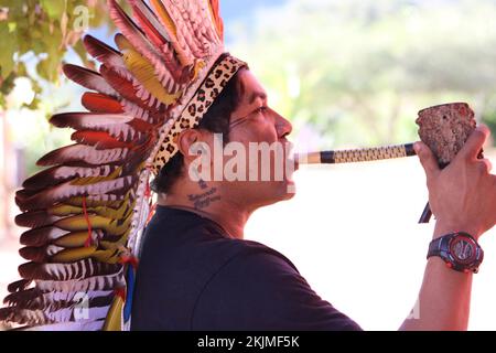 Indigenous people, man of the indigenous people Fulni-ô wearing ...