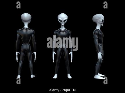Alien Gray Humanoid ET Extraterrestrial character. Extremely detailed ...