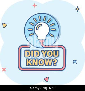 Did you know icon in comic style. Banner with frame and bulb cartoon ...