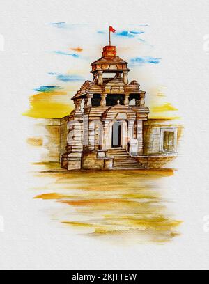 Painting of Ramtek Temples Stock Photo - Alamy