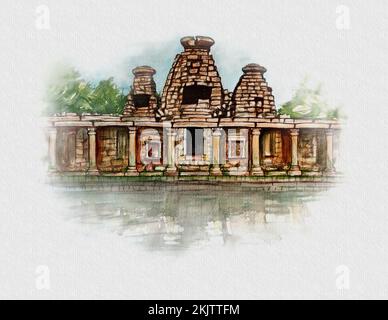 Painting of Ramtek Temples Stock Photo - Alamy