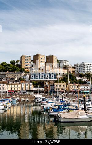 View of Torquay Harbour (Inner Dock) in the seaside town of Torquay on ...