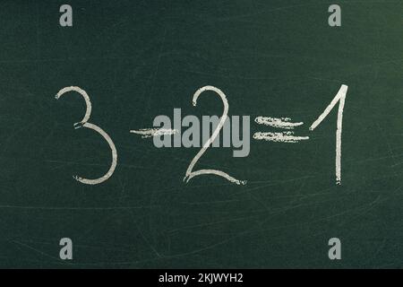 Simple math equation 8 minus 3 equals 5 formula isolated on white ...