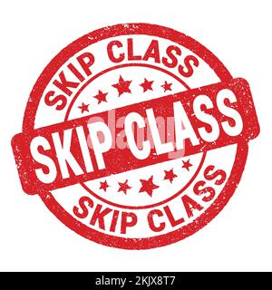 SKIP CLASS text written on red lines stamp sign Stock Photo - Alamy