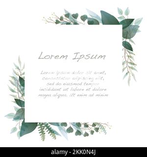 Frame of flowers on a square background stylized flowers and leaves ...