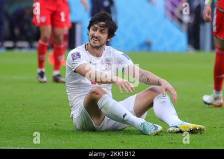 DOHA, QATAR - NOVEMBER 25: Sardar Azmoun, Ethan Ampadu during the FIFA ...