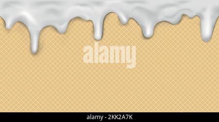 Sweet seamless panoramic ice cream pattern with dripping white icing ...