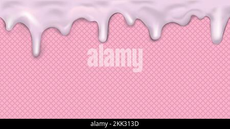 Sweet seamless panoramic ice cream pattern with dripping caramel icing ...